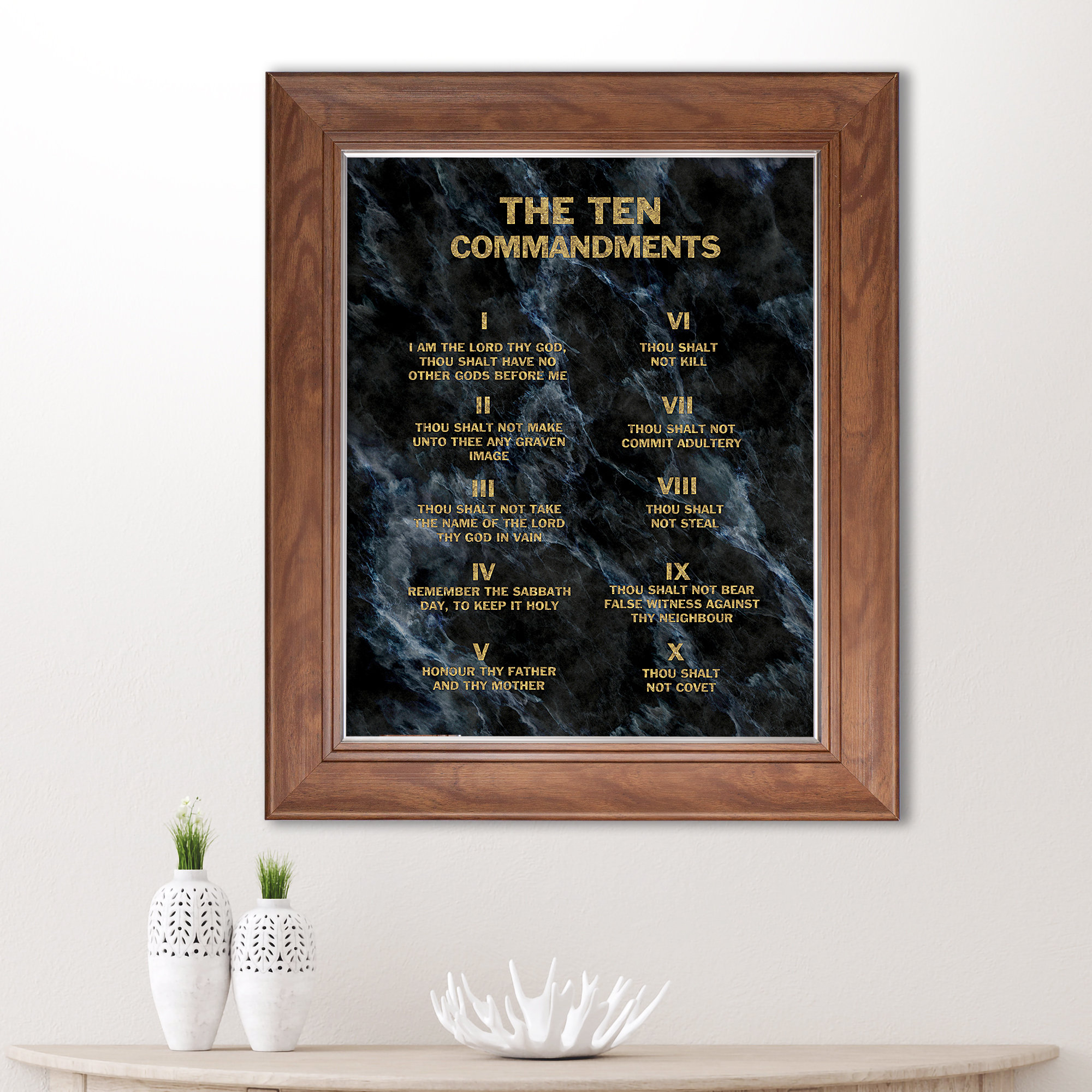 Trinx The Ten Commandments(White Texture),Wood Grain With Narrow Silver ...