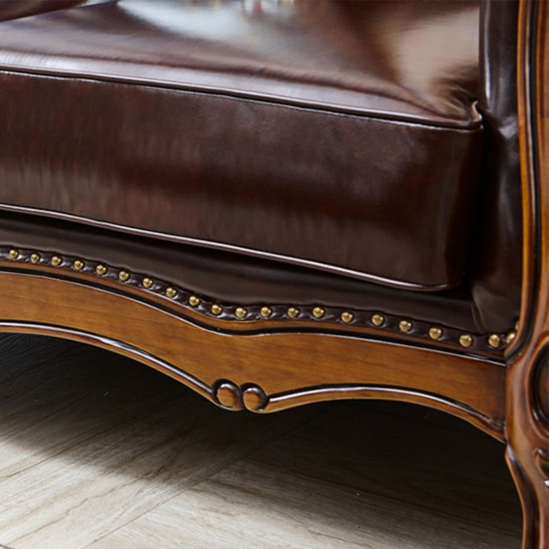 Canora Grey Teasa 86.6'' Genuine Leather Rolled Arm Sofa | Wayfair