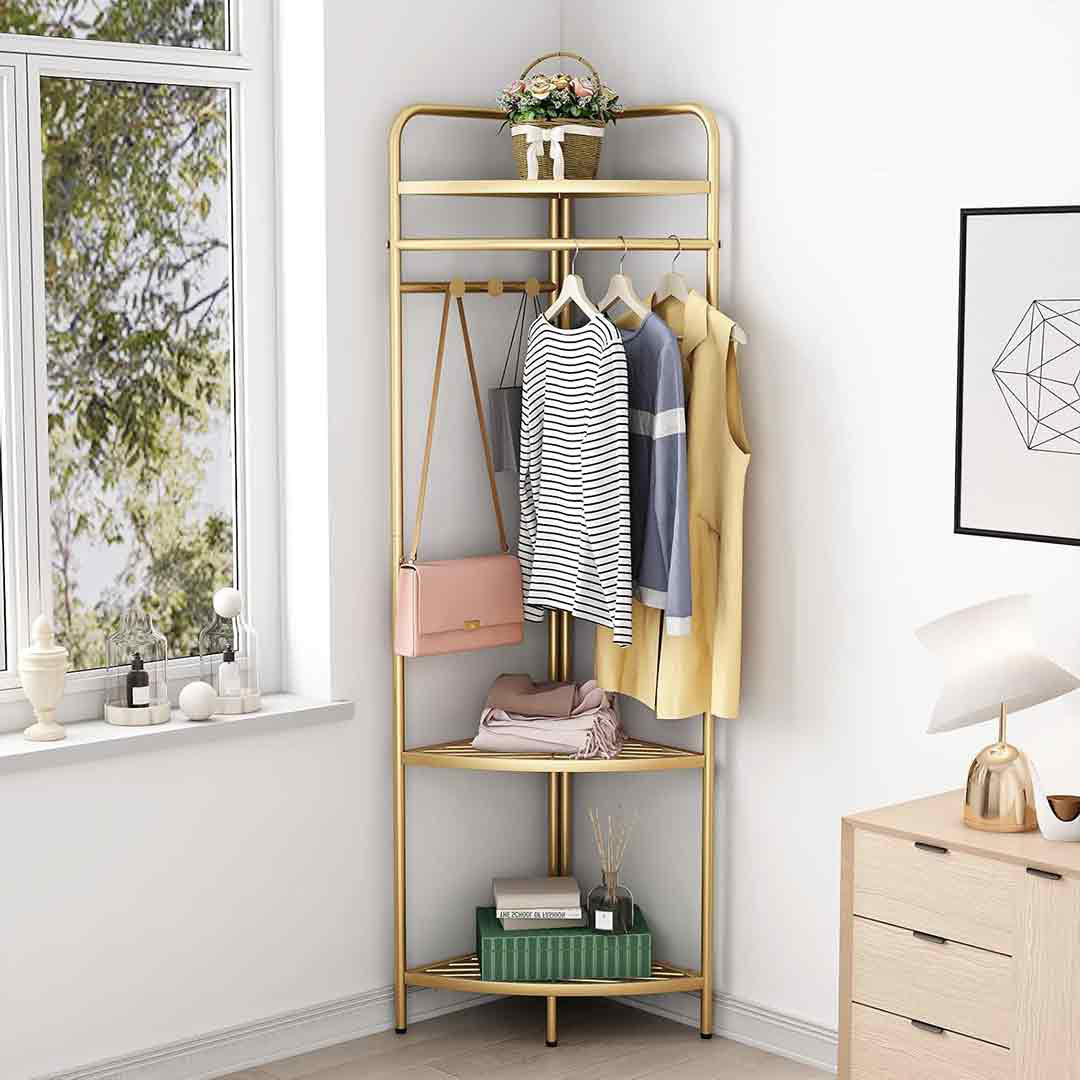 TELOVIN Corner Metal Clothing Racks,Heavy Duty Freestanding Clothes ...