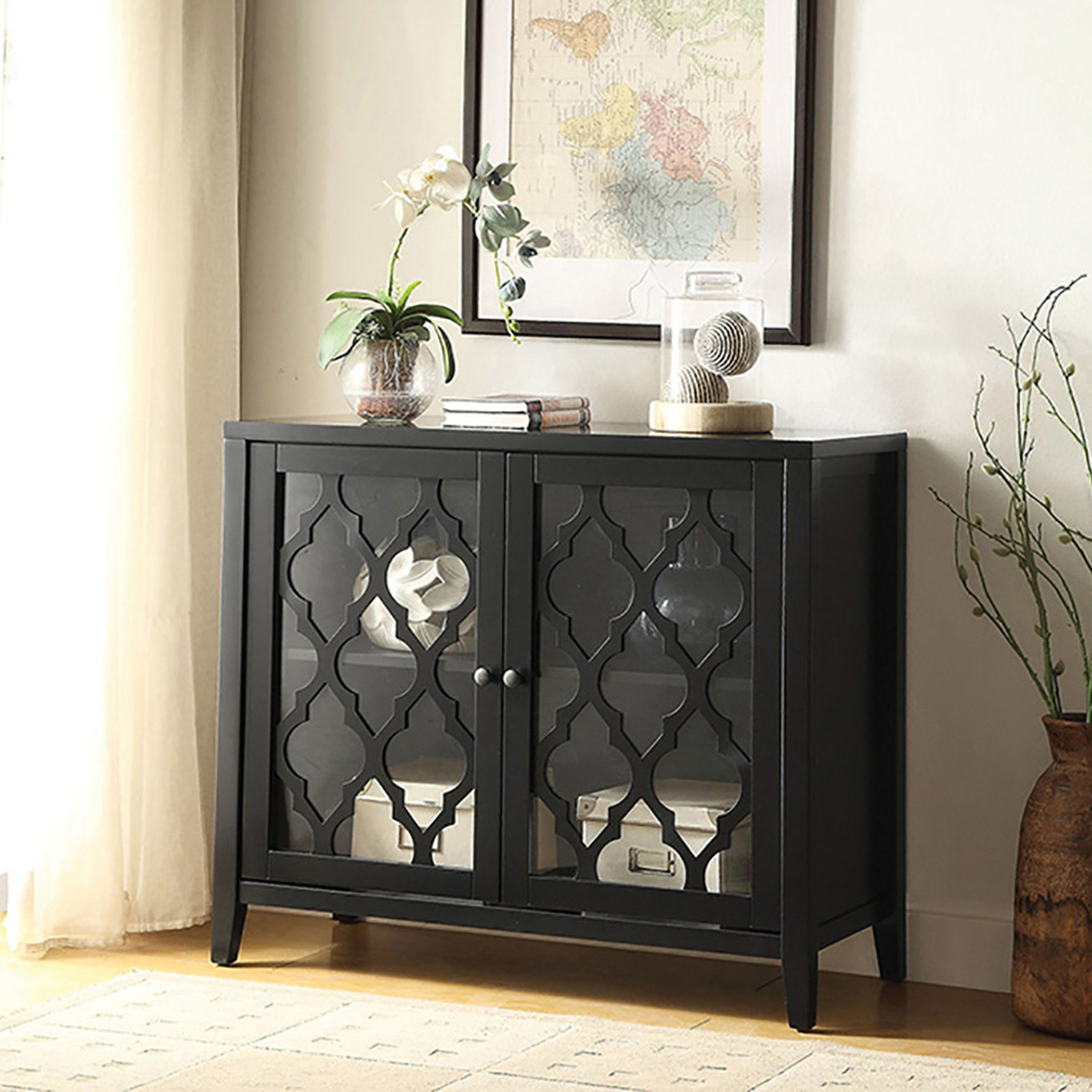 Mercer41 Black Console Table With Shelf Inside | Wayfair