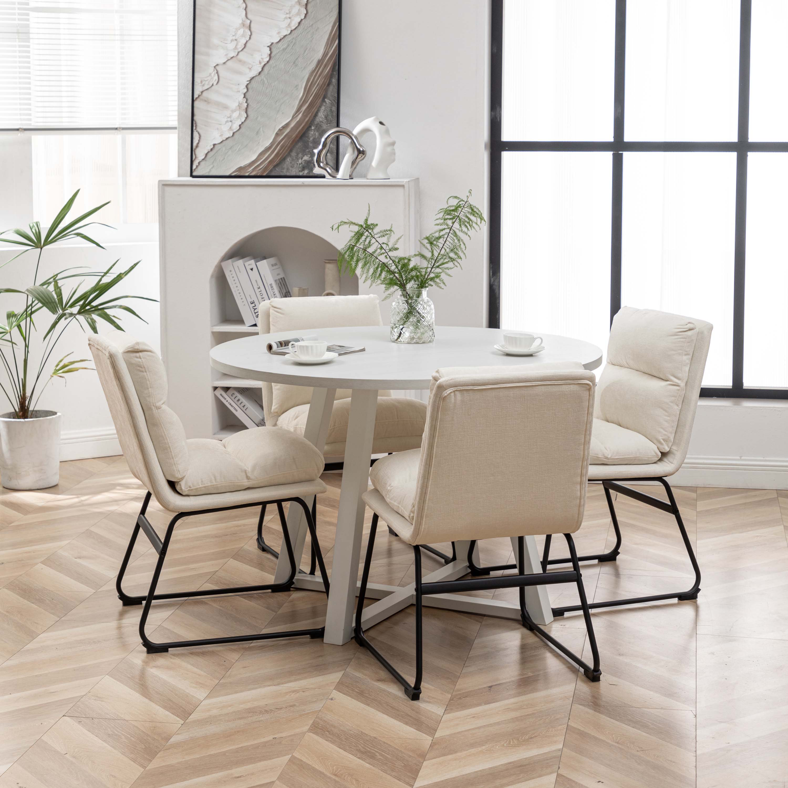 Red Barrel Studio® Priama Edson 5-piece Round Dining Set, Trestle ...