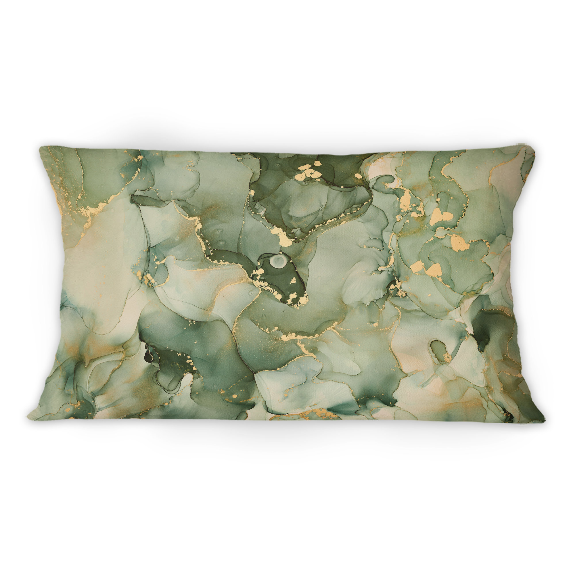 Design Art Green Luxury Abstract Fluid Art I - Modern Printed Throw ...