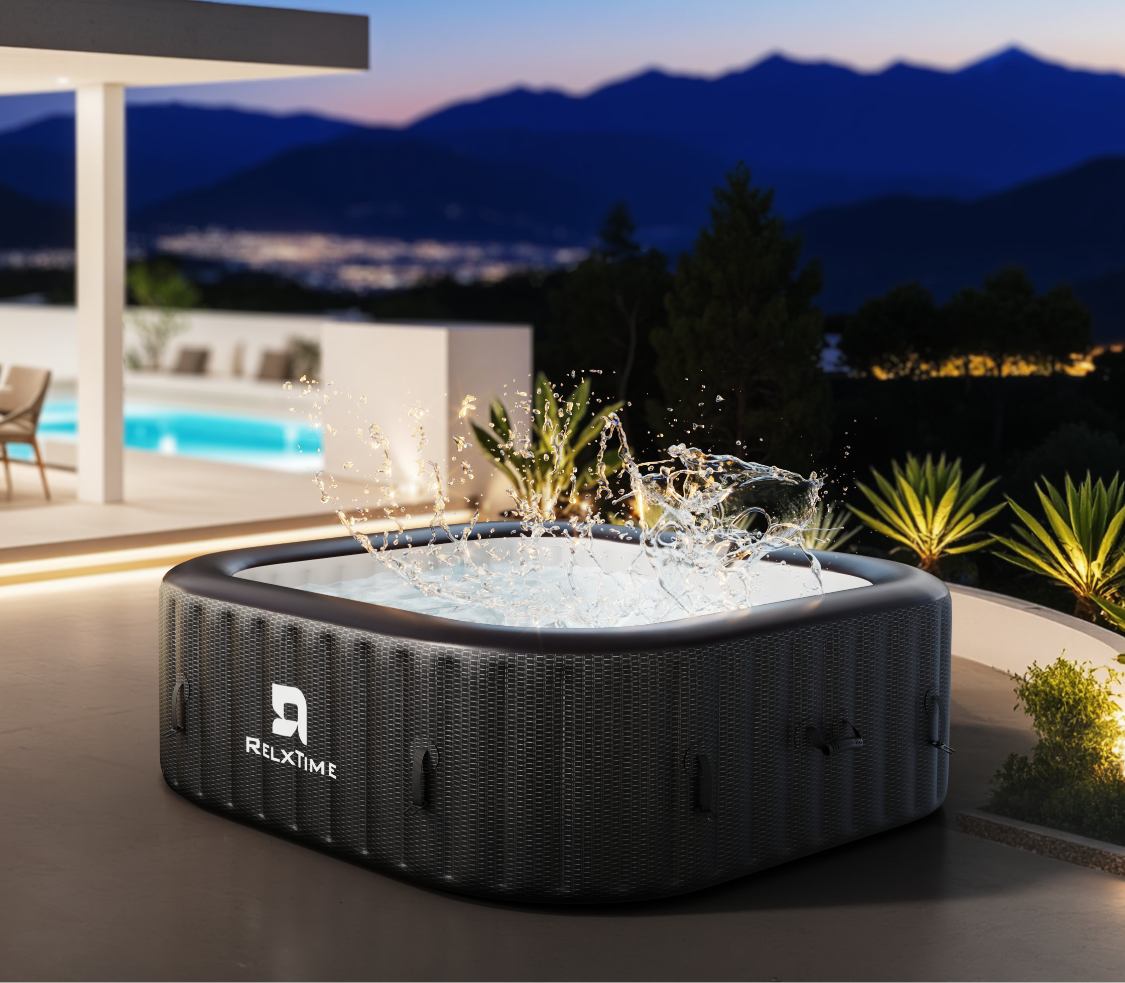 RELXTIME 73x73 Inch Installation-free Portable Inflatable Jacuzzi Hot ...