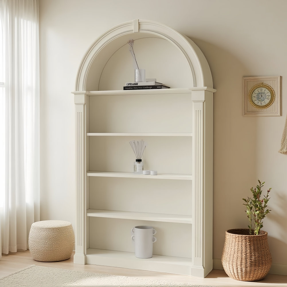 marlao French Cream-style Arched Display Cabinet | Wayfair
