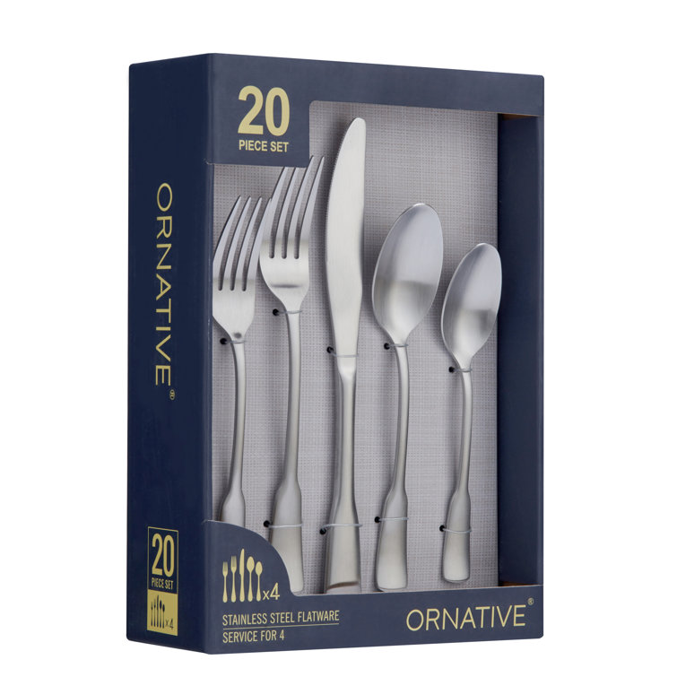 Ornative Flatware Stainless Steel Flatware Set - Service for 4 ...