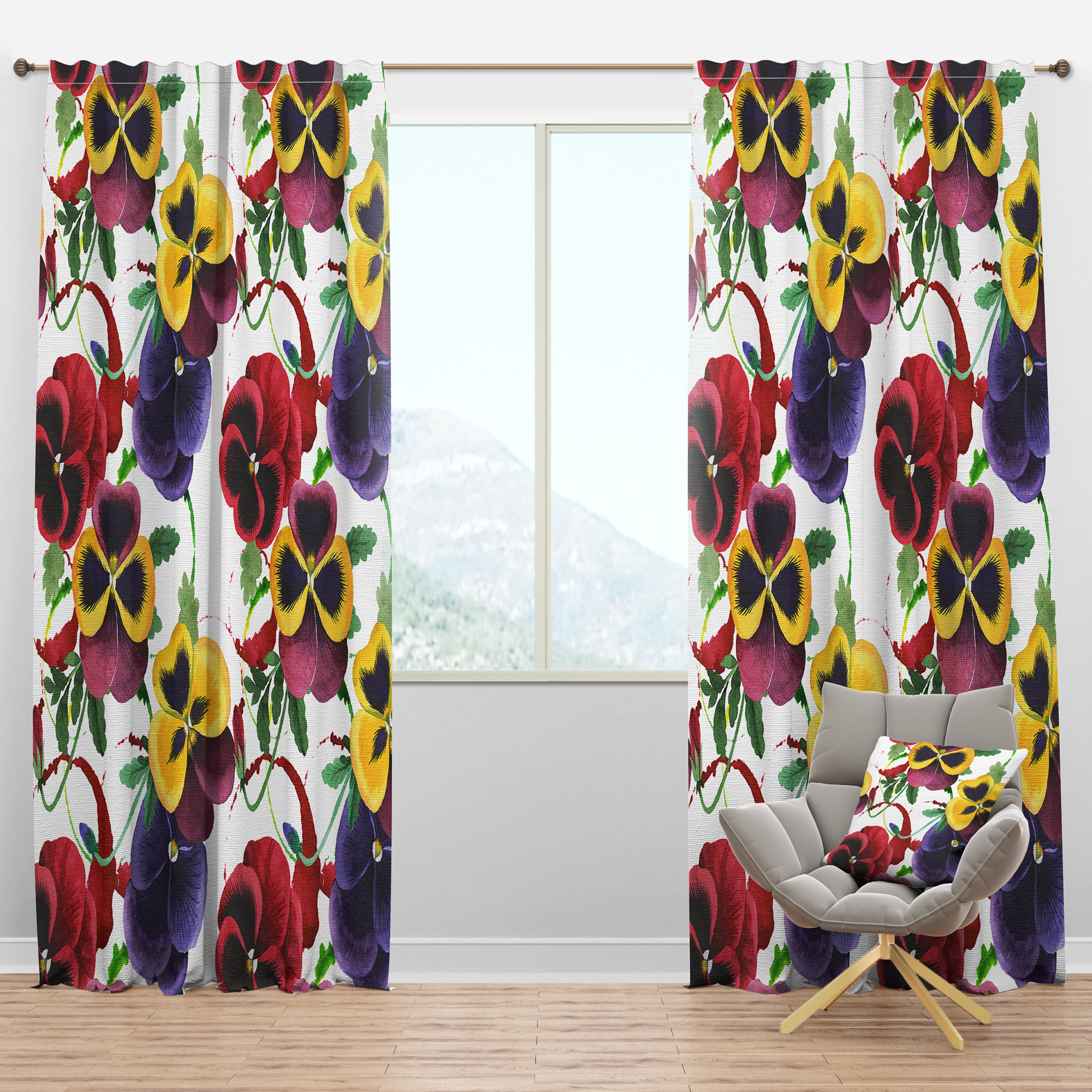 Design Art Floral Botanical Retro VIII - Abstract Curtain - Velvet Room ...