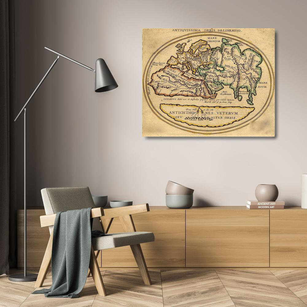 Alcott Hill® Vintage Maps Gallery Wrapped Canvas Art Titled: Antique World Map 61920 | Wayfair