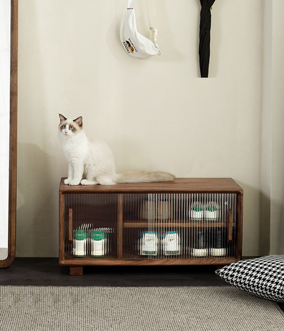 GLIDAS 15.75"H Dark Brown Wood;Clear Walnut Solid Wood; Glass Shoe ...