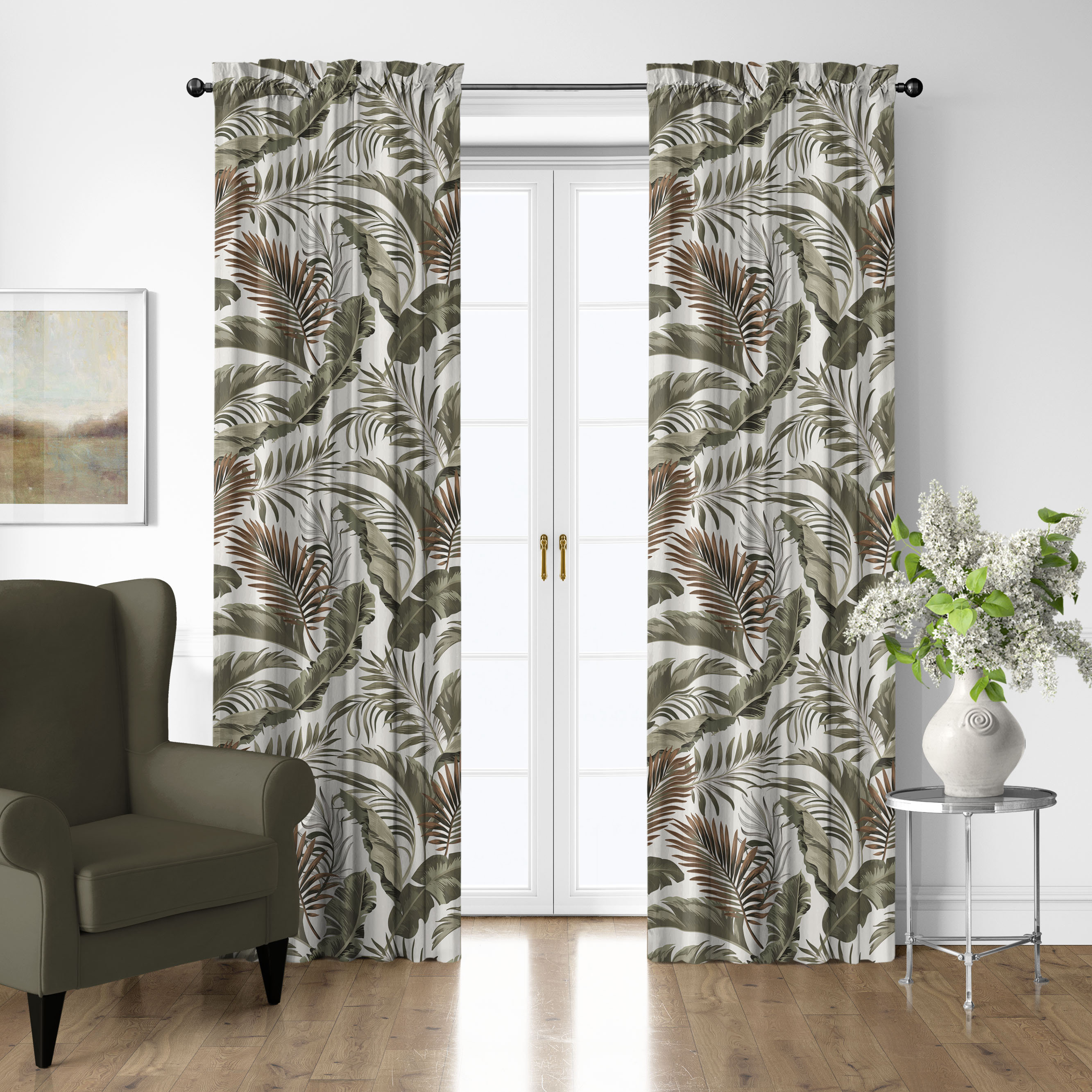 6ix Tailors Fine Linens Frondosa Copper Cotton Rod Pocket Drapery Panel ...