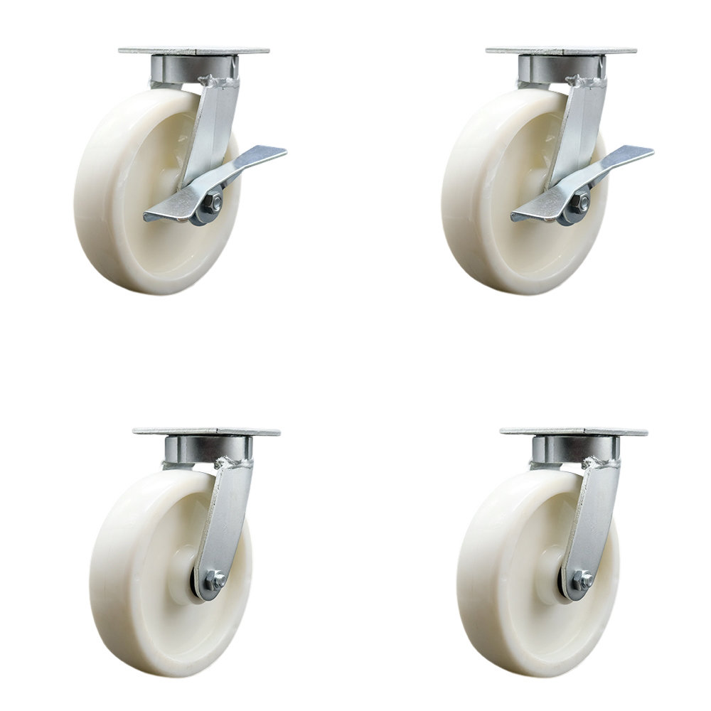 Service Caster 8 Inch Kingpinless Nylon Wheel Caster Set 4 Swivel Locks ...