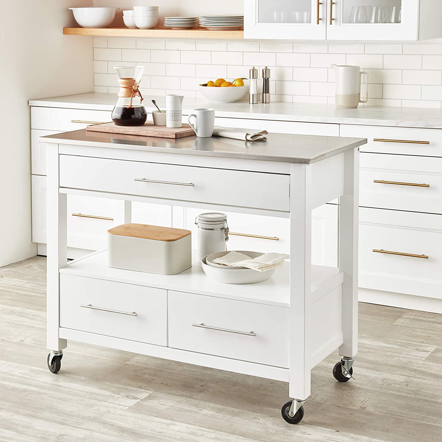Latitude Run® Elixabeth Contemporary Rectangular Kitchen Cart in ...