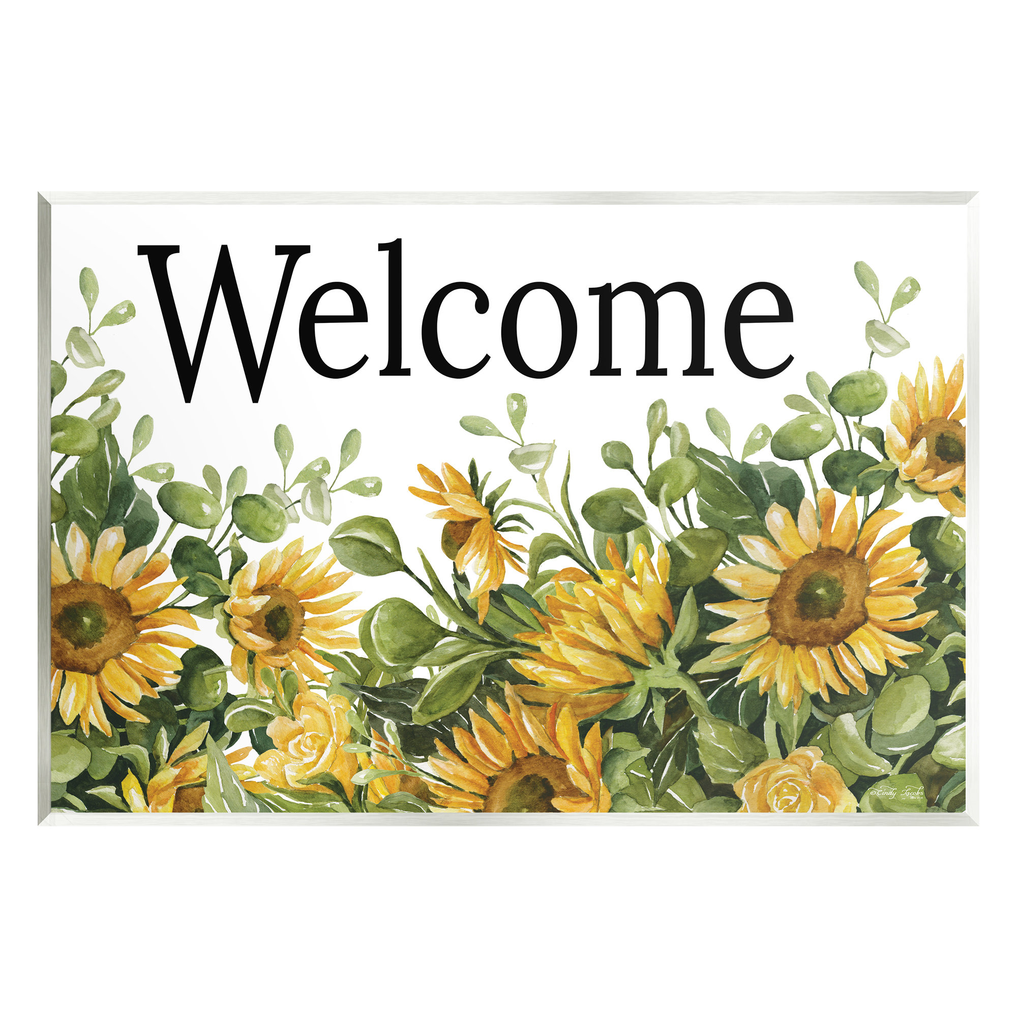 Stupell Industries Welcome Sign Blooming Sunflower Field by Cindy ...