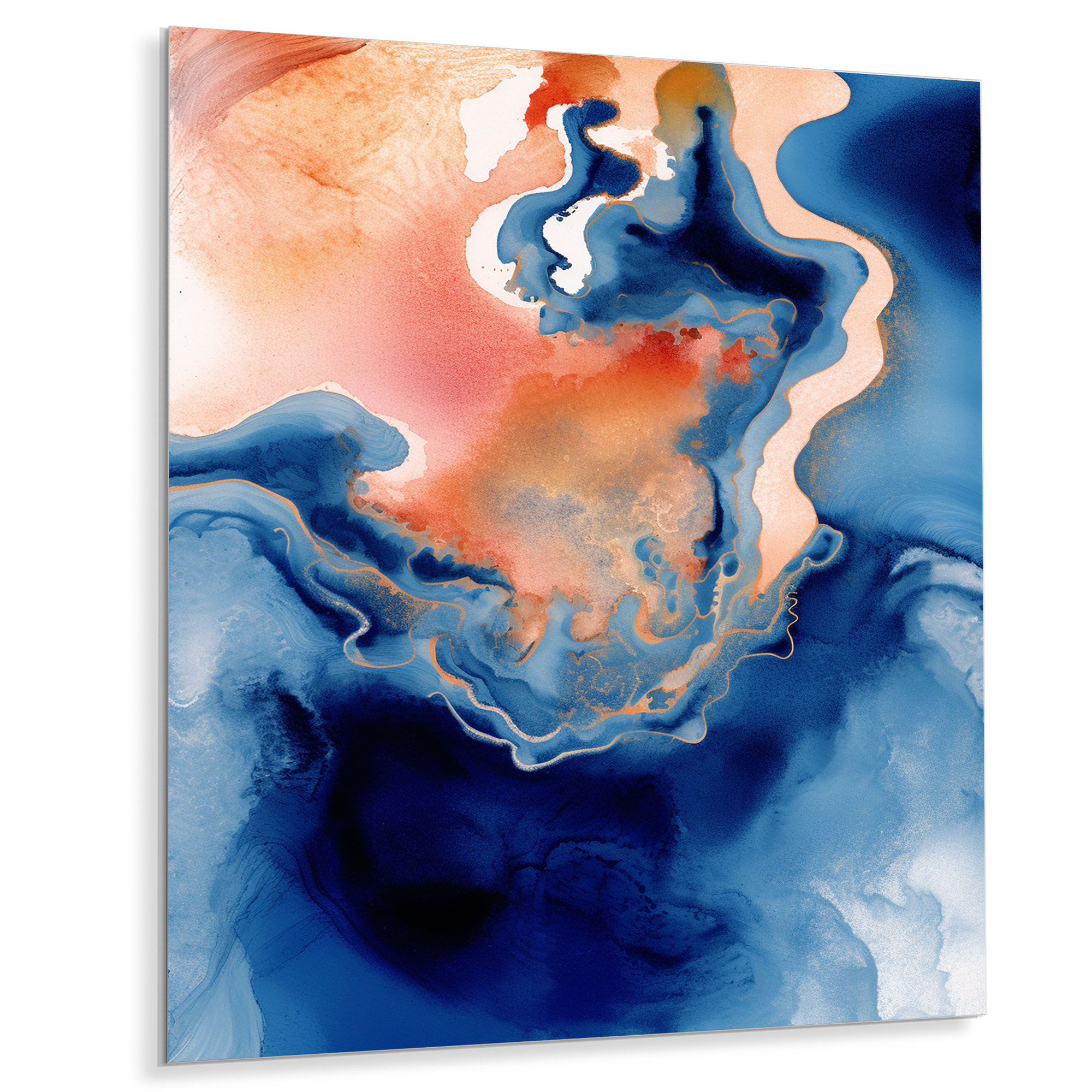 Red Barrel Studio® Blue And Beige Marble Clouds IV - Fractals Metal Art ...
