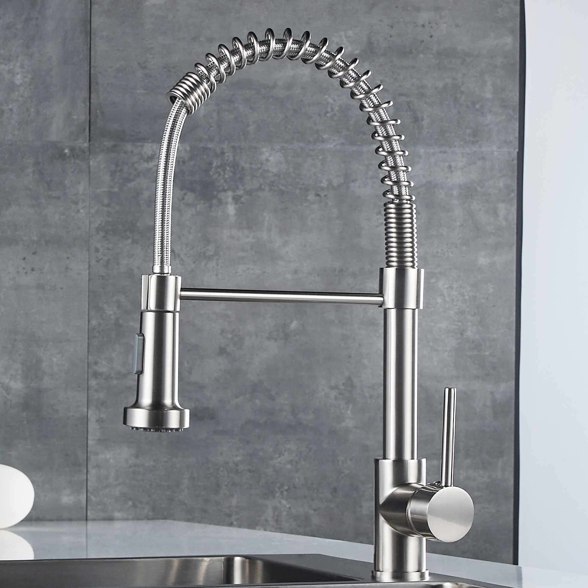 Ivy Bronx Kitchen Faucet With Pull Down , Brushed Nickel, Single Handle ...