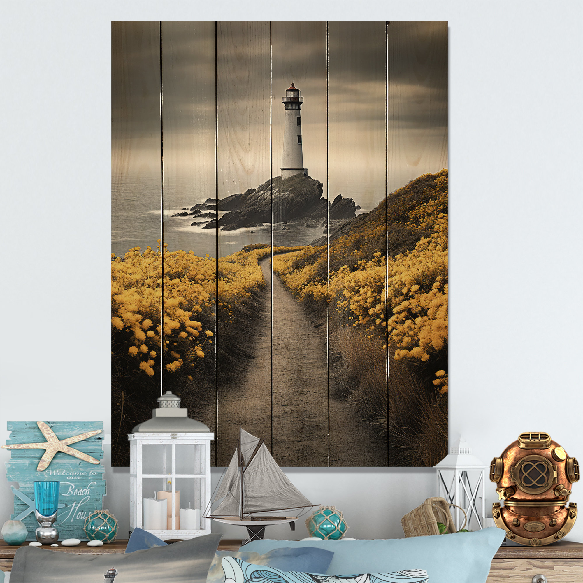 Breakwater Bay Coastal Mist On Wood Print | Wayfair