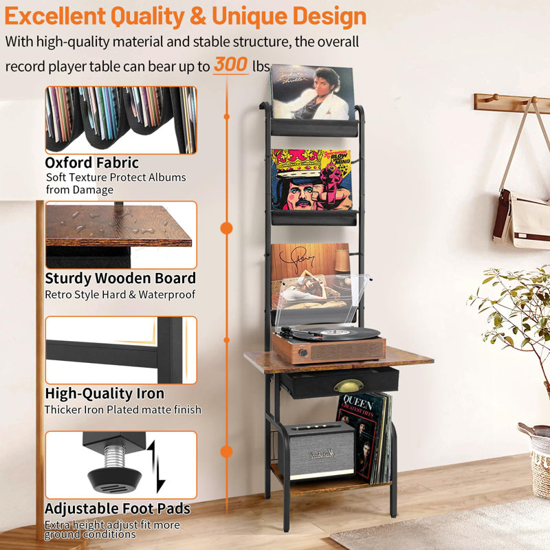 17 Stories Record Player Audio Rack | Wayfair