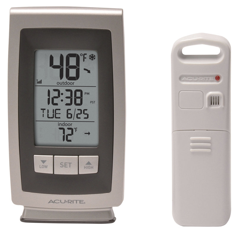 AcuRite Wireless Digital Indoor/Outdoor Thermometer with Clock, Day ...