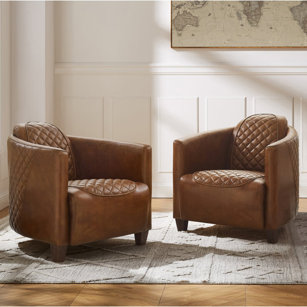 Brown Leather Accent Chairs You'll Love | Wayfair