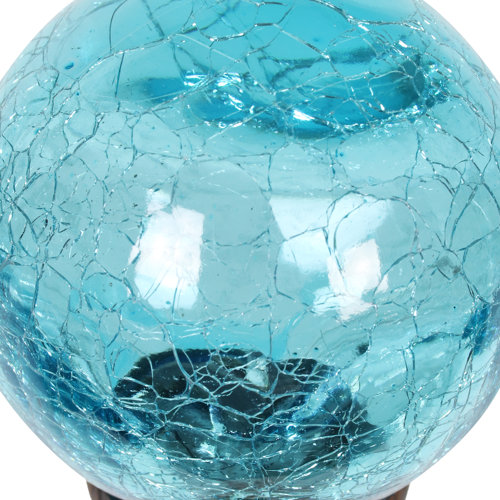 Exhart Solar Crackle Glass Ball Garden Stake with Metal Finial, 4 by 31 ...