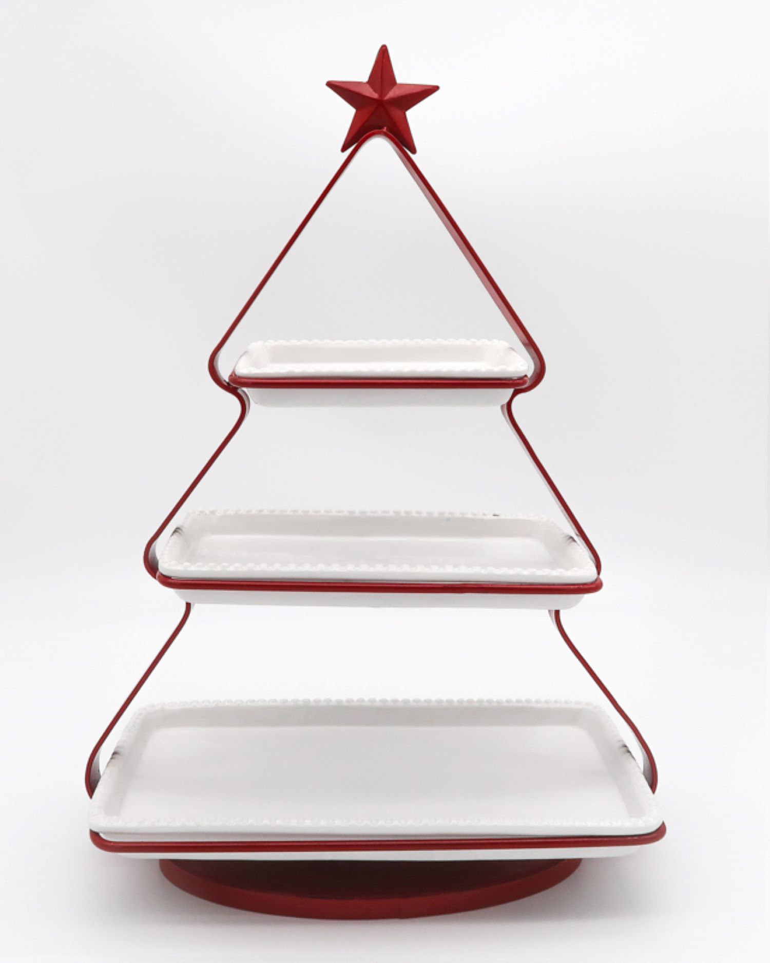 Godinger Silver Art Co Christmas Tree Three Tired Server Stand ...