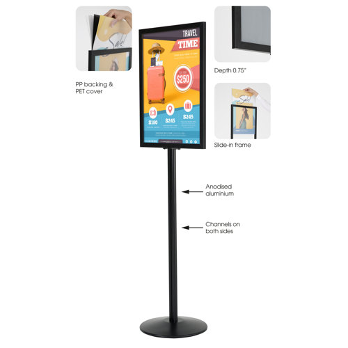 MT Displays Aluminum Pedestal Sign Holder Stand | Wayfair