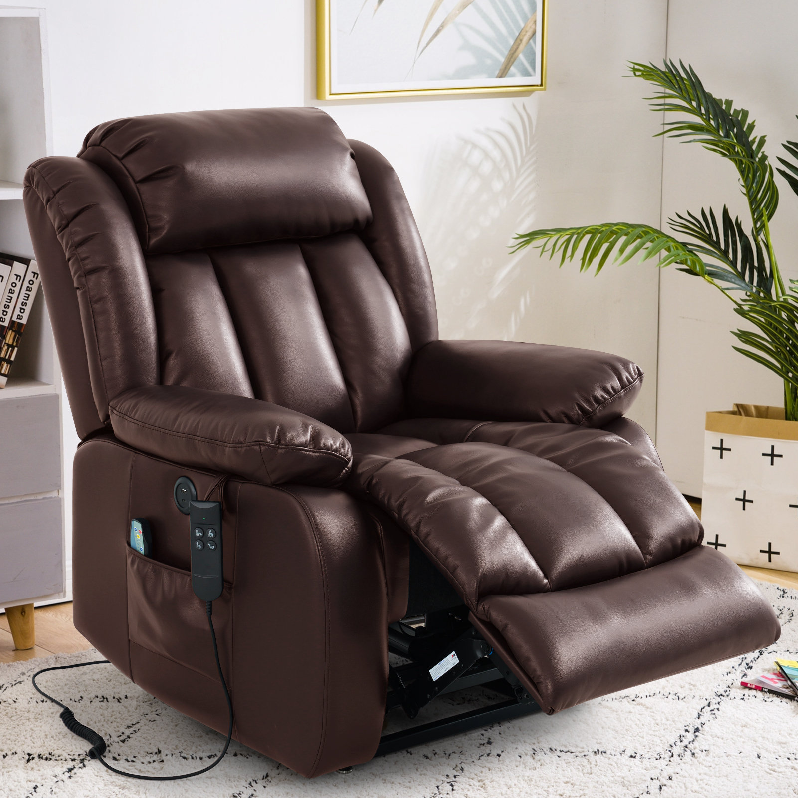 Latitude Run® Breathable Leather Dual Motor Assist Power Lift Recliner ...