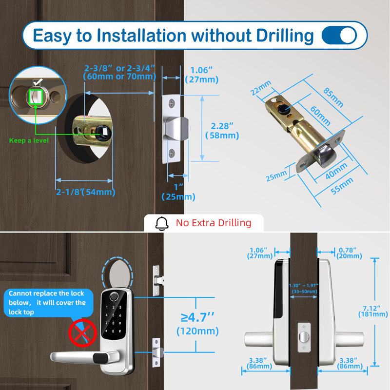 ARMIJU Smart Door Handle Lock with Keypad Keyless Entry Fingerprint ...