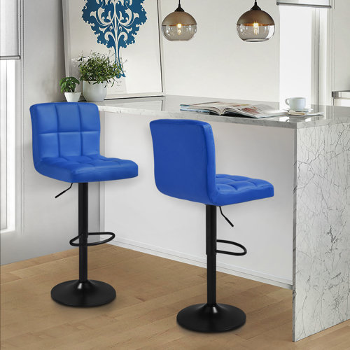Blue Leather Bar Stools & Counter Stools You'll Love | Wayfair