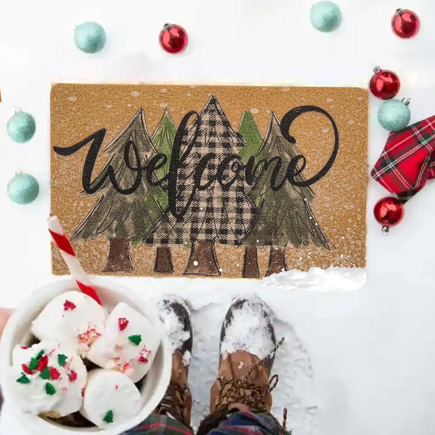 Dakota Fields Winter Xmas Welcome-Doormat Non-Slip Front-Door-Mats ...