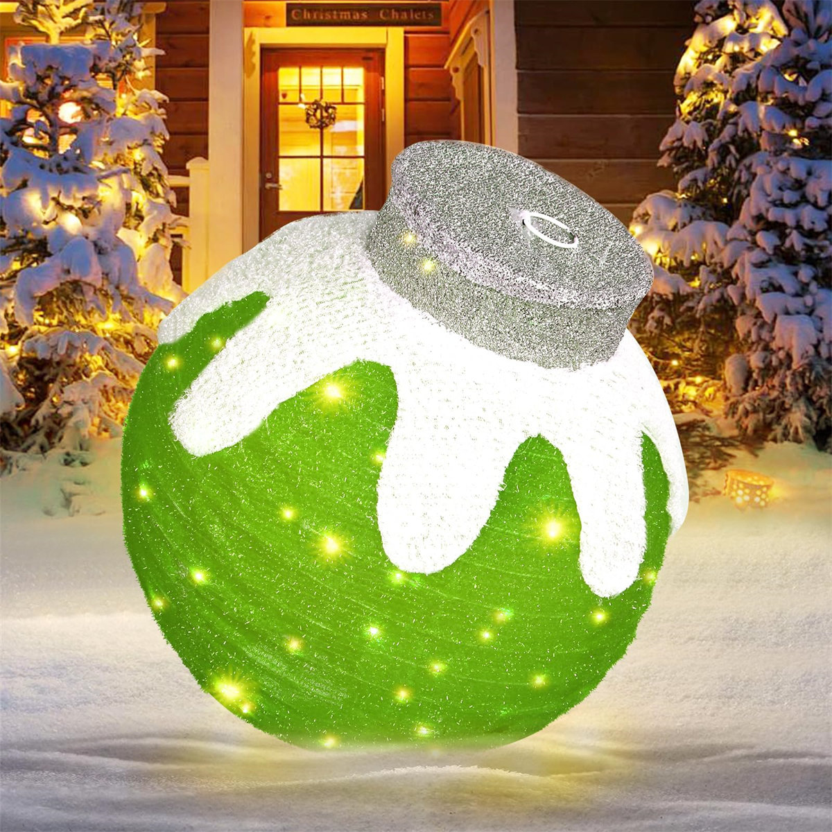 The Holiday Aisle® Outdoor Holiday Ball Decoration With 80 LED Lights ...