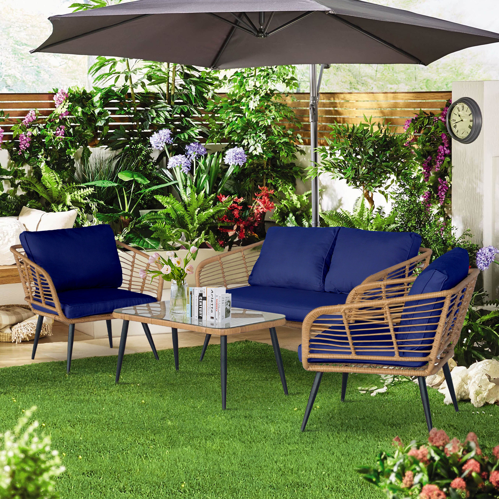 George Oliver 4-person Patio Conversation Sets With Cushions - Wayfair ...