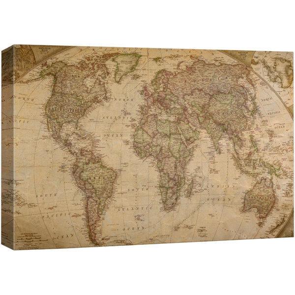 IDEA4WALL World Map Brown Vintage Antique Global Pictures On Large ...