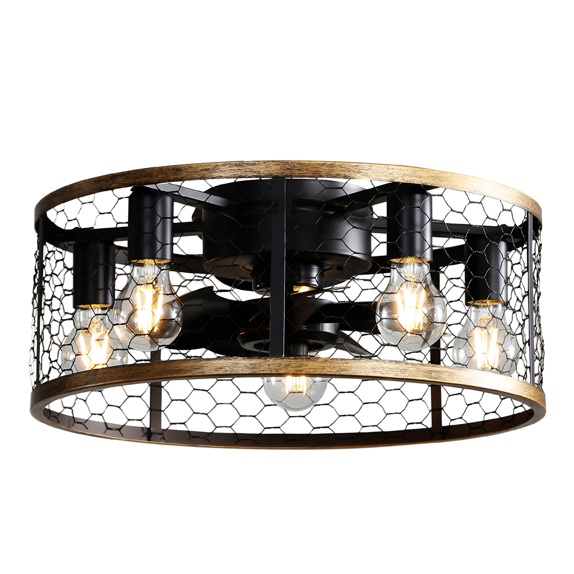 17 Stories 20 Inch Indoor Caged Ceiling Fan With Light Remote Control ...