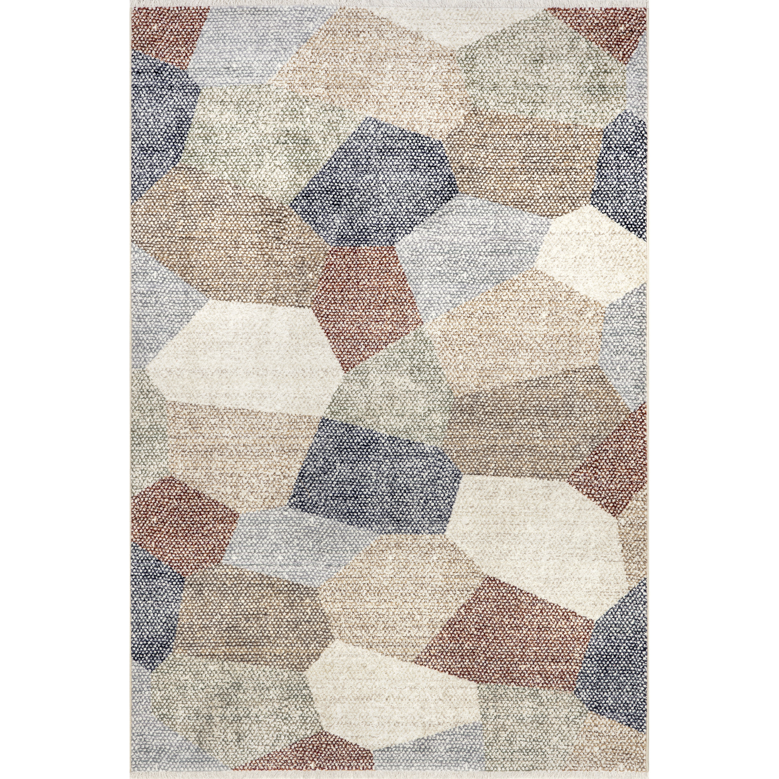 Orren Ellis Bretson Abstract Stones Fringe Area Rug | Wayfair