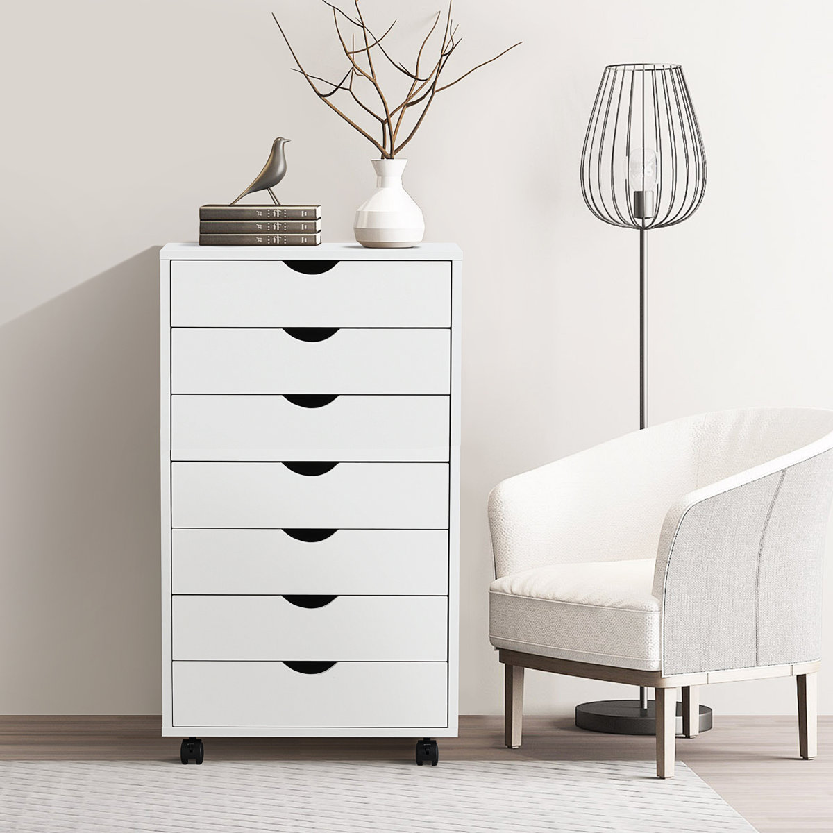 Ebern Designs Ayani 18.8"W 7-Drawer Mobile Makeup Storage File Cabinet ...