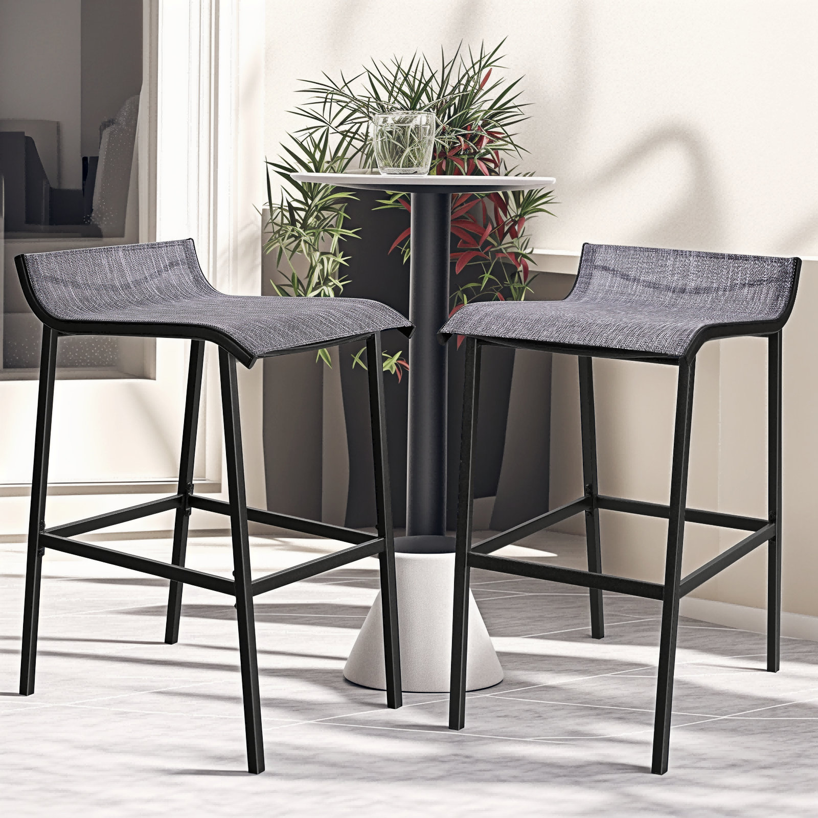 Ebern Designs Outdoor 29.5" Patio Bar Stool (Set of 2) - Wayfair Canada