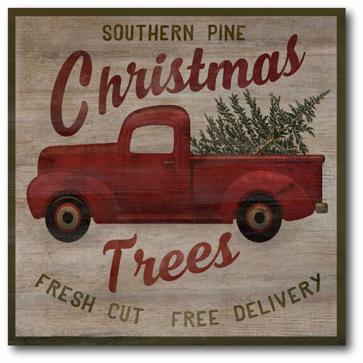 The Holiday Aisle® 'Pick Up Truck Trees' Graphic Art Print on Canvas ...