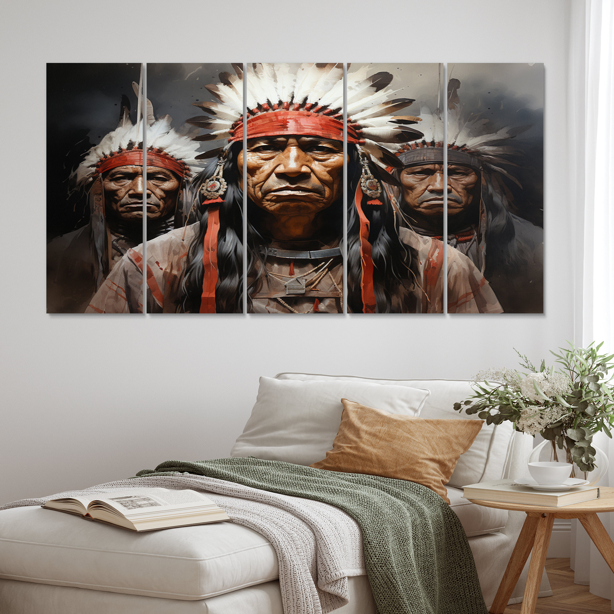 Union Rustic Native Art War Paint Portrait - Native American Wall Art ...