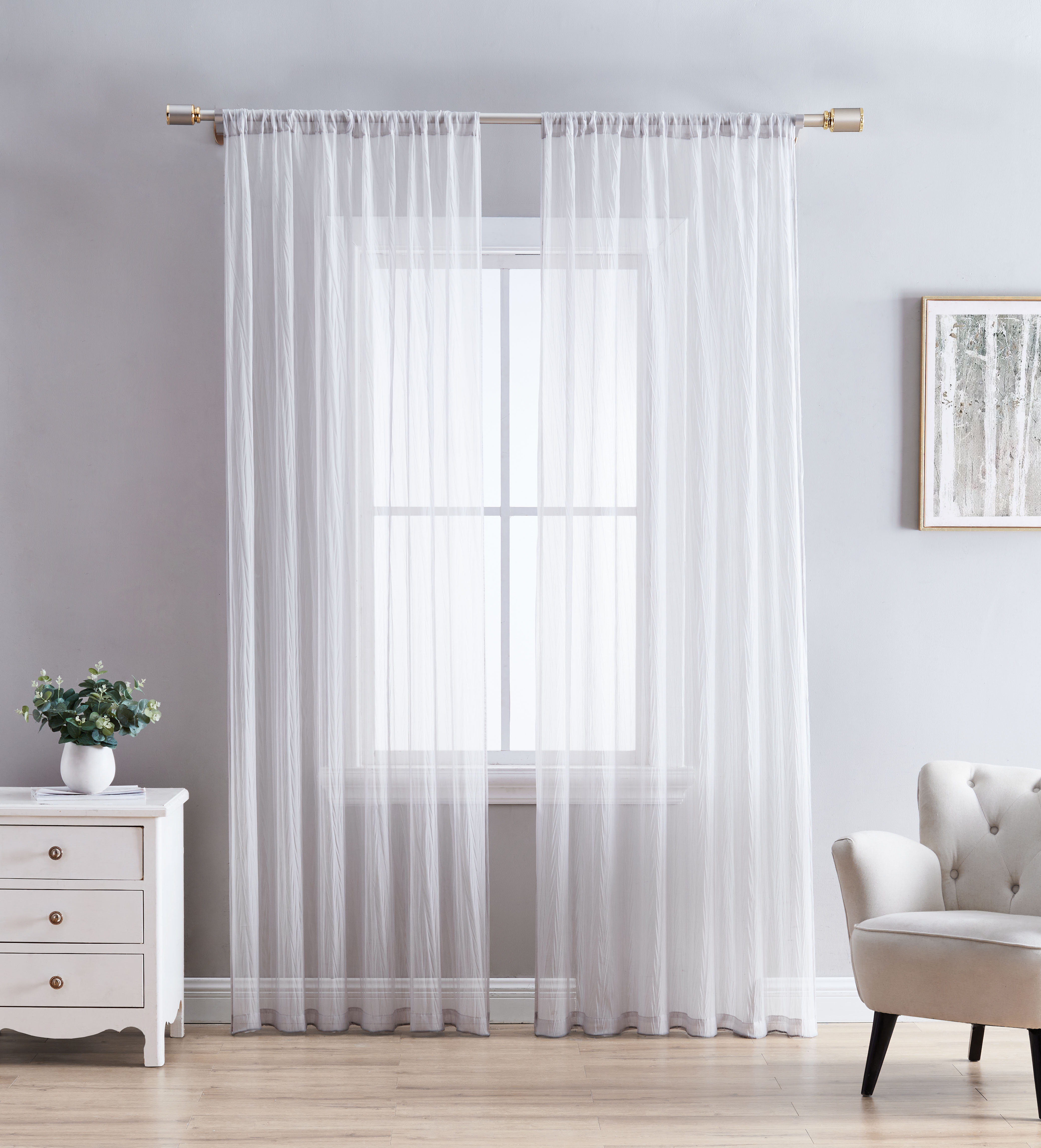 Swift Home Paire de rideaux transparents avec passe-tringle Terylene et ...