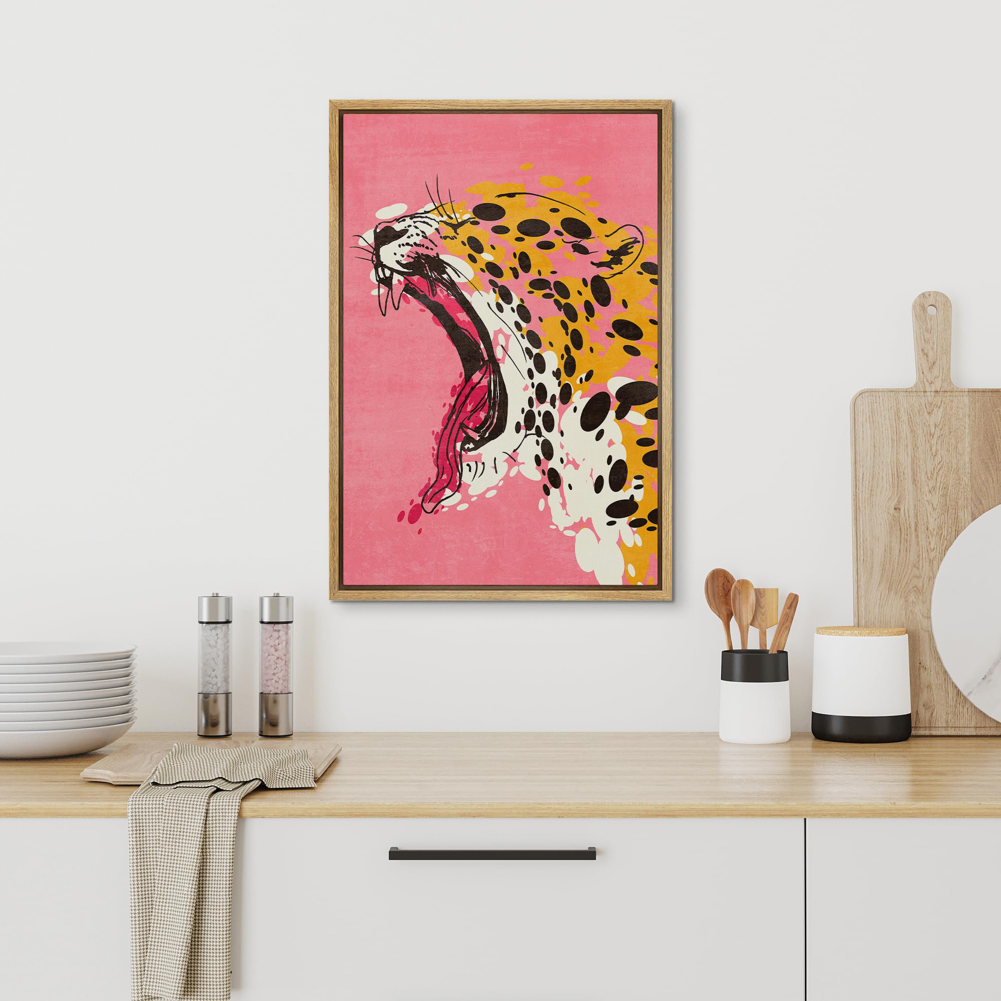 IDEA4WALL Bright Preppy Animals Bright Leopard | Wayfair