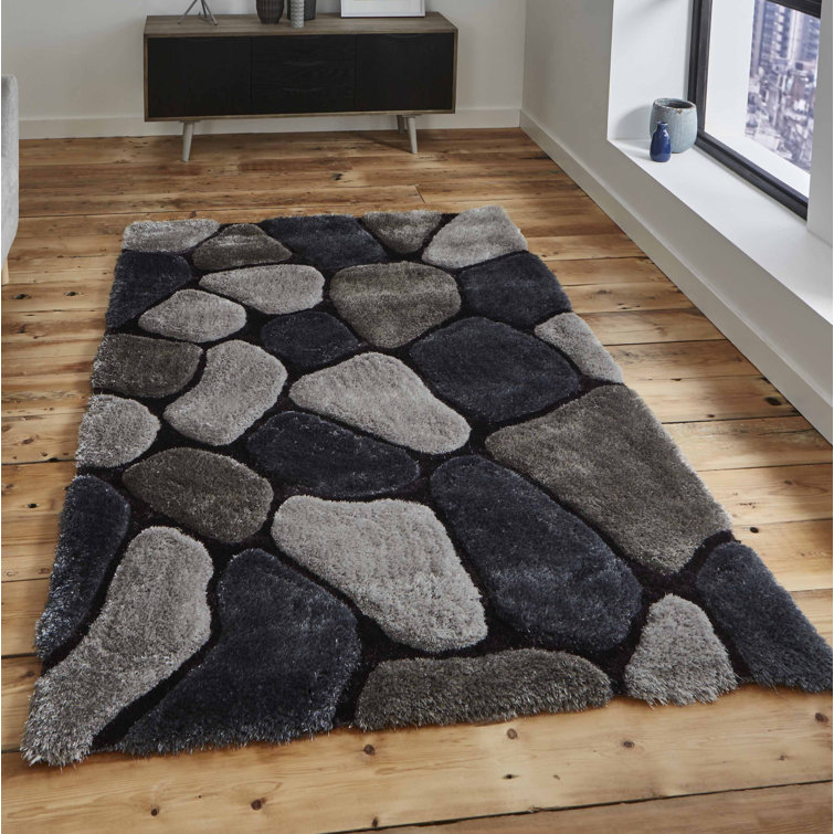 Foundstone Evelyn Hand Tufted Grey/Cobalt Rug | Wayfair.co.uk