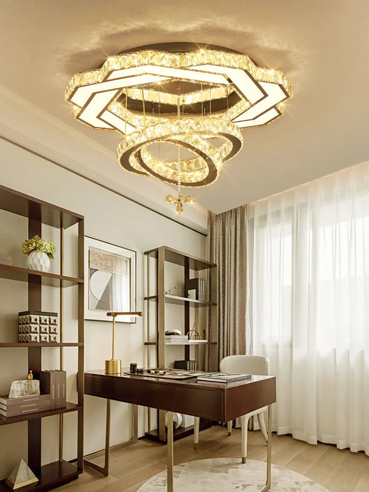Canora Grey Chrome Lustres Bedroom Modern Crystal Ceiling Lighting ...