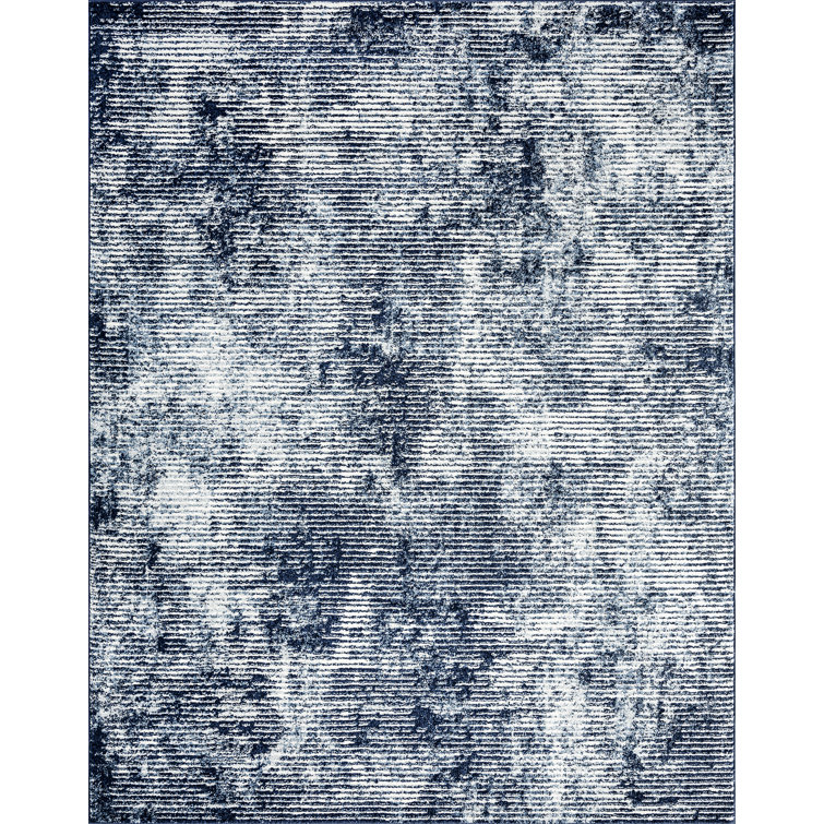 17 Stories Abstract Navy/Cream Area Rug & Reviews | Wayfair