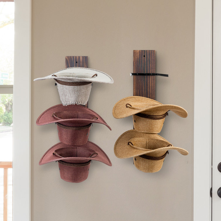 17 Stories Alaythia 2 Piece Wood Wall Cowboy Hat Storage Racks| Wayfair