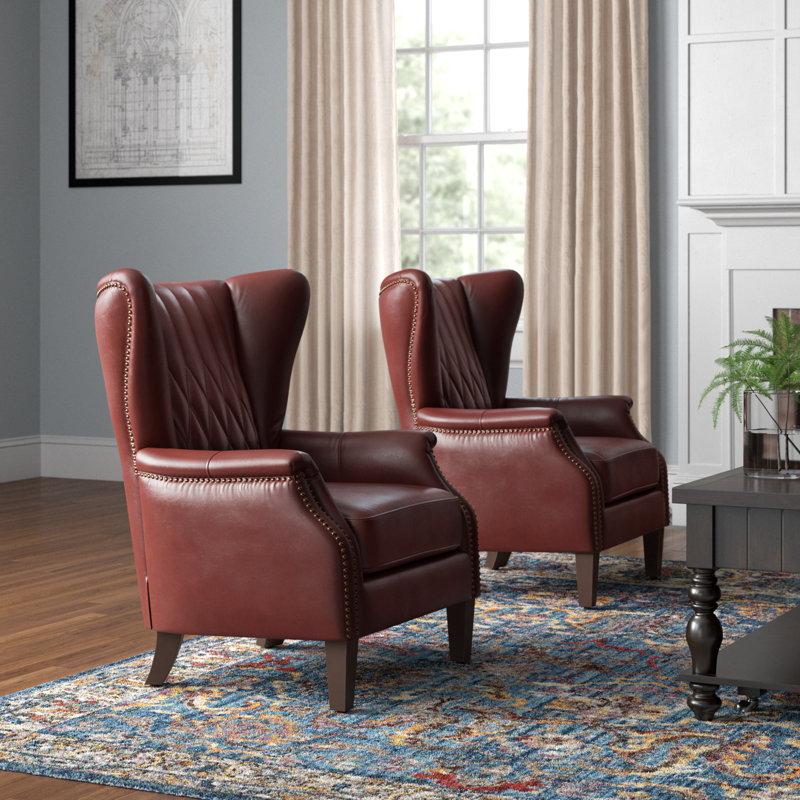Lark Manor Ameliah Genuine Leather Wingback Chair & Reviews | Wayfair