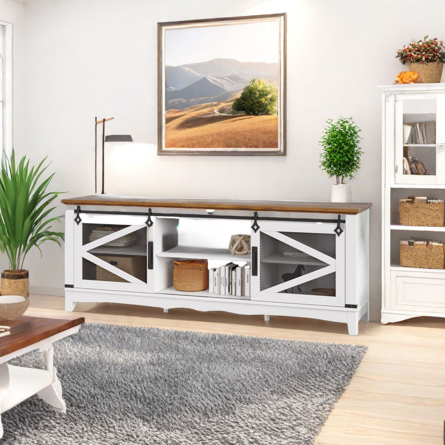 Gracie Oaks Tv Stand For 75 Inch, Entertainment Center With Sliding ...