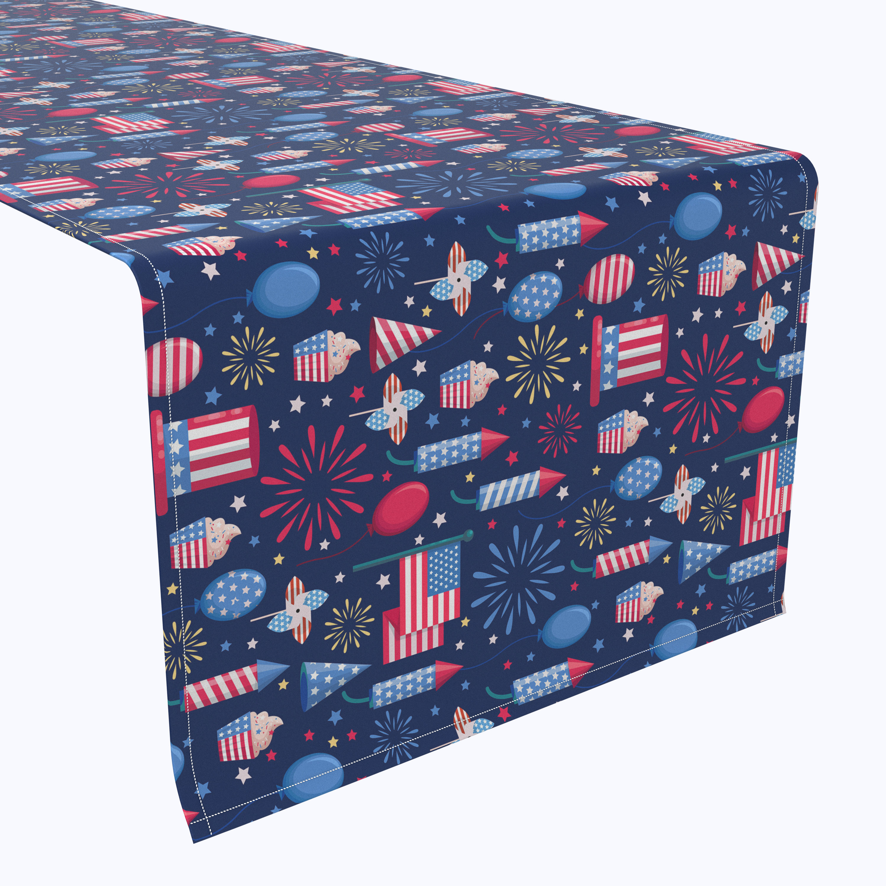 The Holiday Aisle® Arcadian Geometric Independence Day Table Runner ...