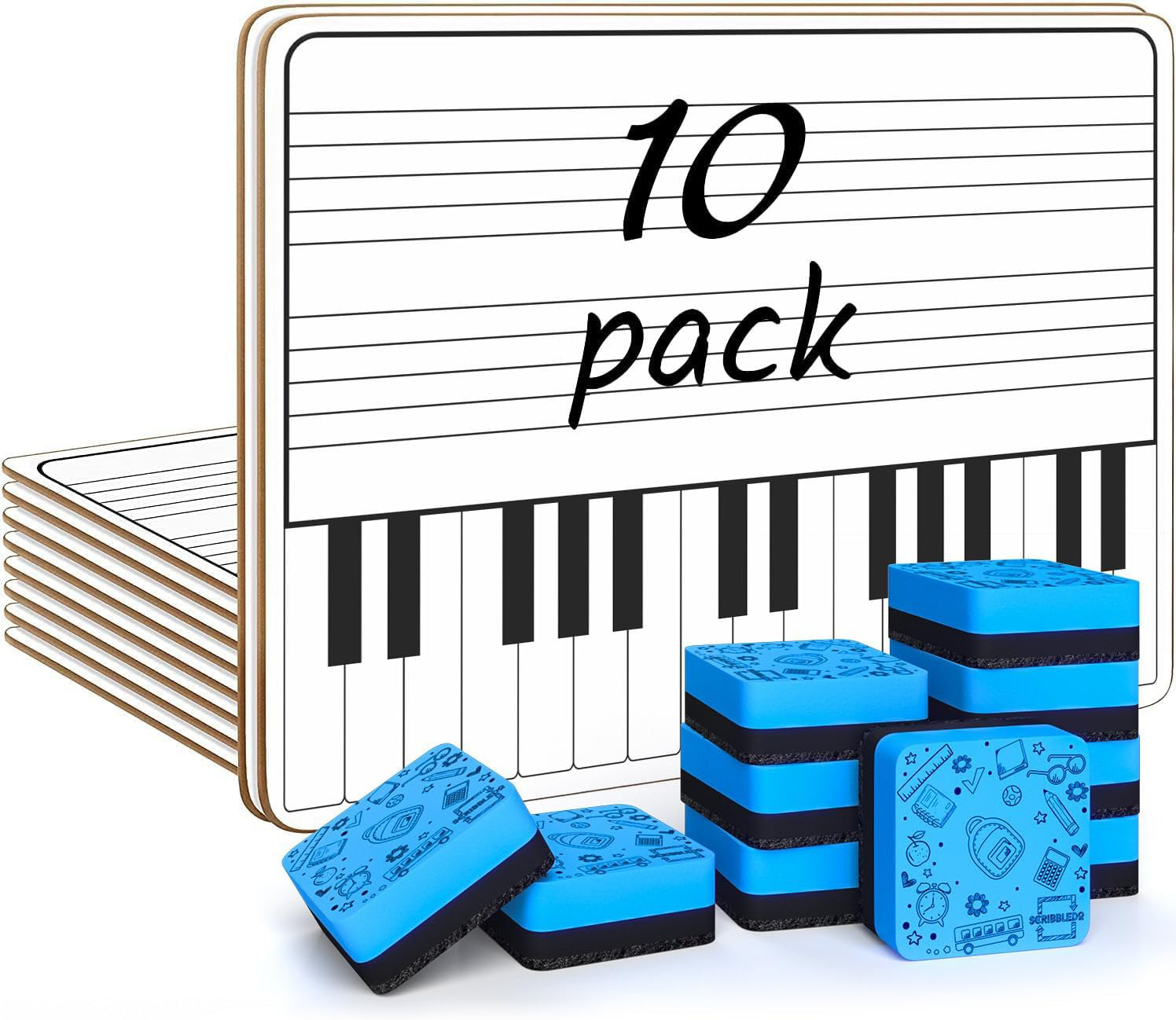 Scribbledo 10 Pack 11 X 14 Inch Piano Board Dry Erase White Boards ...