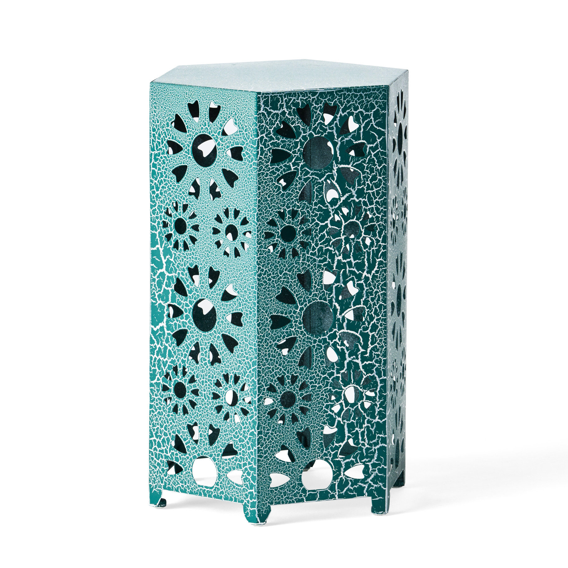 IntrospectiveIncline 14" Side Table In Teal - Stylish Cut Out For Patio ...