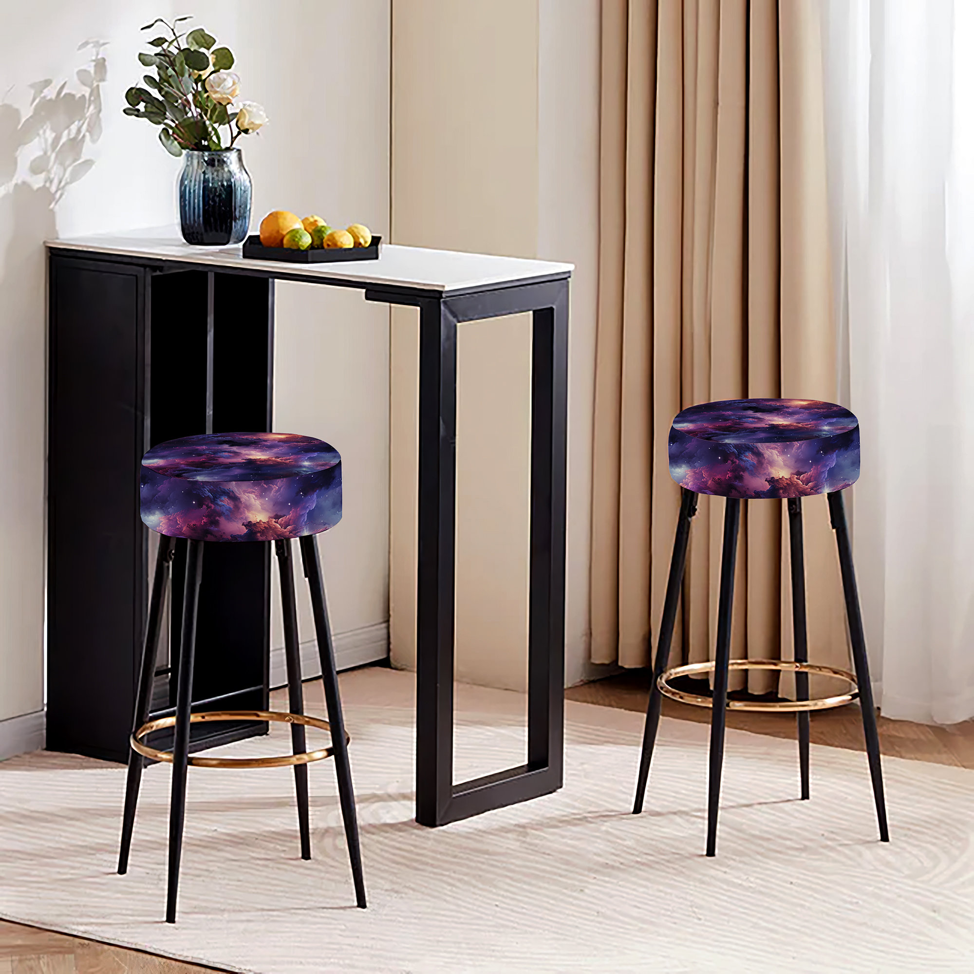 Design Art Enchanted Nebula Moody Patterns - Abstract Bar Stools Set Of ...